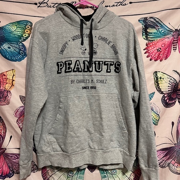 Peanuts | Tops | Gray Peanuts Sweatshirt Hoodie | Poshmark